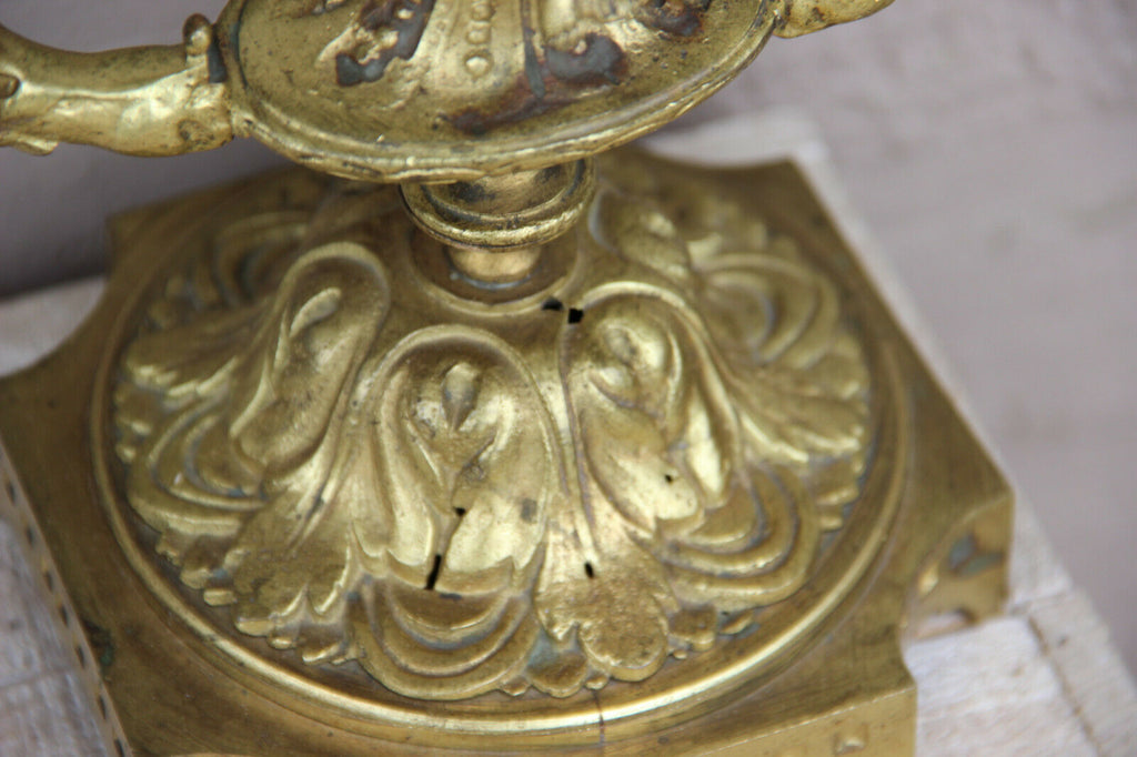 RARE pair Bronze antique Cornucopia horn dragon gothic castle putti st ...