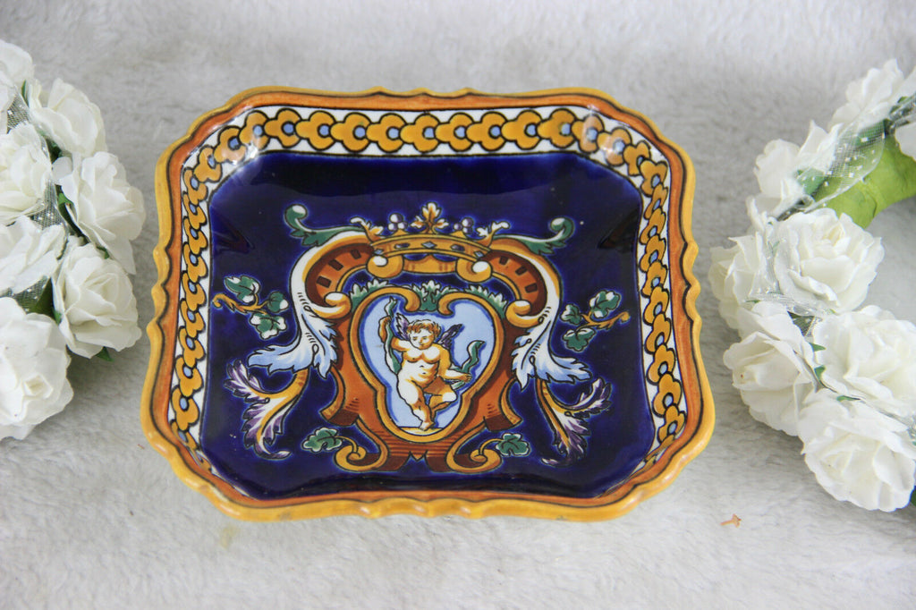 French vintage GIEN porcelain marked vide poche Putti faun mythologica ...