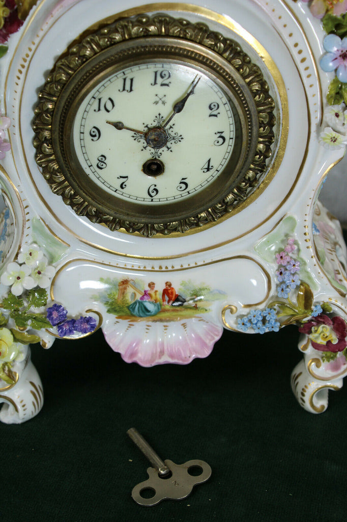 German Dresden porcelain bisque clock cherubs putti figurine marked ...
