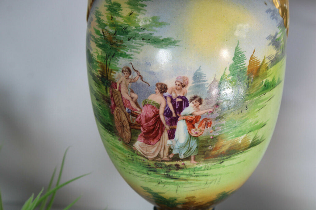 Antique english hand paint faience porcelain Romantic vases rare | FF ...